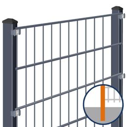 Doppelstabmattenzaun zum Einbetonieren Rundum-sorglos-Paket Anthrazit Komplettset, Haltepl&auml;ttchen, 1430 mm,2 Ecken,47,5 m,6/5/6 mm