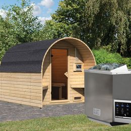 Karibu Fasshaus 2 Naturbelassen, 9 kW ext. Steuerung Easy Bio