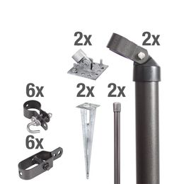 Alberts Zauneck-Set f&uuml;r Maschendrahtz&auml;une anthrazit-metallic, 125 cm, Aufschrauben