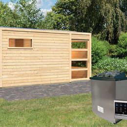 Karibu Saunhaus Hygge Naturbelassen, 9 kW ext. Steuerung Easy Finnisch