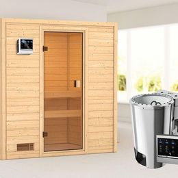Karibu Woodfeeling Sauna Selena, Easy Bio 3,6 kW Ofen, ohne Dachkranz