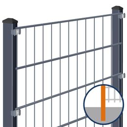 Doppelstabmattenzaun zum Einbetonieren Rundum-sorglos-Paket Anthrazit Komplettset, Haltepl&auml;ttchen, 17,5 m,6/5/6 mm,830 mm,gerade