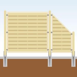 TraumGarten Sichtschutzzaun Basic Komplett-Set Holz Sichtschutz Lamellenzaun, mit Endelement, 149 cm,5,Einbetonieren,keine