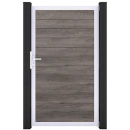 GroJa Einzeltor BasicLine schmal PVC-Steckzaun Monument Oak , Silber EV1
