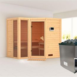 Karibu Sauna Amara, 9 kW ext. Steuerung Easy Finnisch, ohne Dachkranz