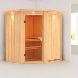 Karibu Sauna Tonja, ohne Ofen, bronziert,Ganzglast&uuml;r,mit Dachkranz