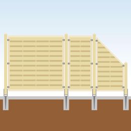 TraumGarten Sichtschutzzaun Basic Komplett-Set Holz Sichtschutz Lamellenzaun, mit Endelement, 1,149 cm,3,Einbetonieren