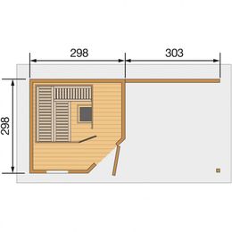 Weka Saunahaus SALO Sparset natur, mit 7,5 kW BioS Ofen, 646x338 cm