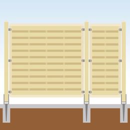 TraumGarten Sichtschutzzaun Basic Komplett-Set Holz Sichtschutz Lamellenzaun, ohne Endelement, 1,149 cm,3,Einbetonieren