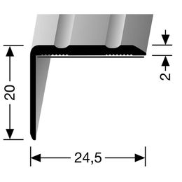 PARKETTFREUND Winkelprofil Alu eloxiert Sand selbstklebend &Uuml;bergangsschiene, 100 cm, 20 mm