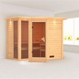 Karibu Sauna Amara, ohne Ofen, mit Dachkranz