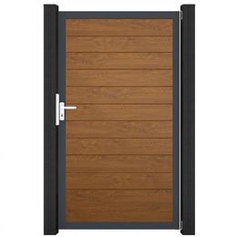 GroJa Einzeltor BasicLine schmal PVC-Steckzaun Golden Oak , Anthrazit DB 703