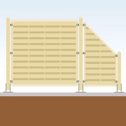 TraumGarten Sichtschutzzaun Basic Komplett-Set Holz Sichtschutz Lamellenzaun, mit Endelement, 149 cm,3,Aufschrauben,keine