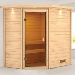 Karibu Woodfeeling Sauna Jella, ohne Ofen, mit Dachkranz