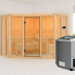 Karibu Sauna Alcinda, 9 kW ext. Steuerung Easy Bio, ohne Dachkranz