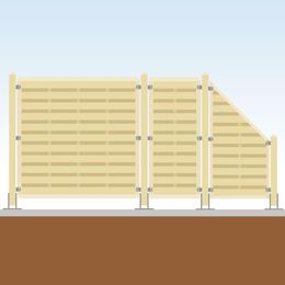 TraumGarten Sichtschutzzaun Basic Komplett-Set Holz Sichtschutz Lamellenzaun, mit Endelement, 1,149 cm,3,Aufschrauben