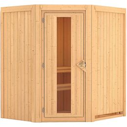 Karibu Sauna Tonja, ohne Ofen, Holzt&uuml;r mit Isolierglas,Klarglas,ohne Dachkranz