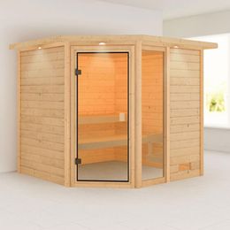 Karibu Woodfeeling Sauna Tabea, ohne Ofen, mit Dachkranz