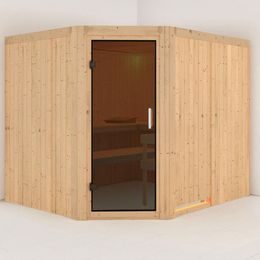Karibu Sauna Malin, ohne Ofen, Ganzglast&uuml;r,graphit,ohne Dachkranz