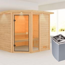 Karibu Woodfeeling Sauna Tabea, 9 kW int. Steuerung, mit Dachkranz