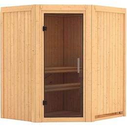 Karibu Sauna Tonja, ohne Ofen, Ganzglast&uuml;r,graphit,ohne Dachkranz