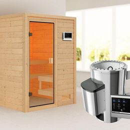 Karibu Woodfeeling Sauna Sandra, Easy Finnisch 3,6 kW Ofen, ohne Dachkranz