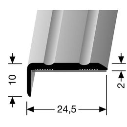 PARKETTFREUND Winkelprofil Alu eloxiert Edelstahl selbstklebend &Uuml;bergangsschiene grau, 100 cm, 10 mm