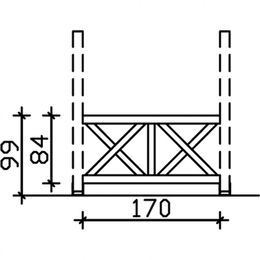 Skan Holz Br&uuml;stung Andreaskreuz, f&uuml;r 4-Eck Pavillons und Terrassen&uuml;berdachungen, Schiefergrau, 170 cm