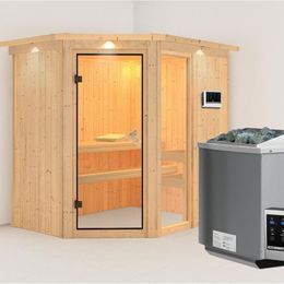 Karibu Sauna Fiona 1, 9 kW ext. Steuerung Easy Bio, mit Dachkranz