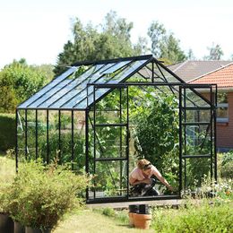 Vitavia Gew&auml;chshaus Uranus Tomatenhaus Schwarz, 3 mm, 383x257x248 cm (LxBxH),ESG (Einscheibensicherheitsglas, kristallklar)