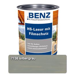BENZ PROFESSIONAL HS-Lasur mit Filmschutz Holzschutzmittel, 2,5 l, Silbergrau