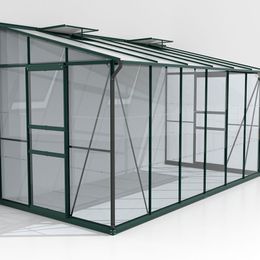 Vitavia Anlehngew&auml;chshaus Osiris Tomatenhaus Kombiverglasung Smaragd, 201x387x221 cm (LxBxH)