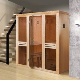 Weka Sauna Elementsauna KAARINA Fichte, mit Ganzglast&uuml;r & 2 Fenster