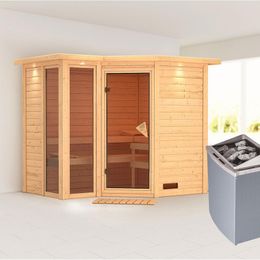 Karibu Sauna Amara, 9 kW int. Steuerung, mit Dachkranz