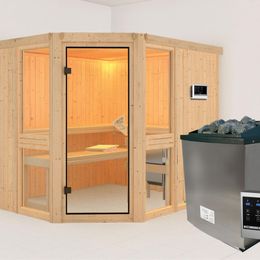 Karibu Sauna Amelia 3, 9 kW ext. Steuerung Easy Finnisch, ohne Dachkranz