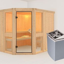 Karibu Sauna Amelia 3, 9 kW int. Steuerung, ohne Dachkranz