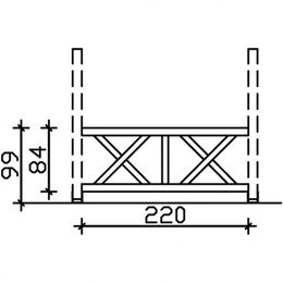 Skan Holz Br&uuml;stung Andreaskreuz, f&uuml;r 4-Eck Pavillons und Terrassen&uuml;berdachungen, Schiefergrau, 220 cm