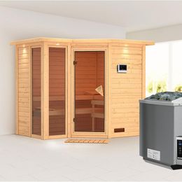 Karibu Sauna Amara, 9 kW ext. Steuerung Easy Bio, mit Dachkranz