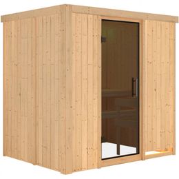 Karibu Sauna Fanja, ohne Ofen, Ganzglast&uuml;r,graphit,ohne Dachkranz