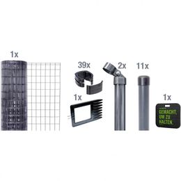 Alberts Schwei&szlig;gitterzaun Set Fix-Clip Pro anthrazit-metallic, 102 cm, 25 m,Einbetonieren