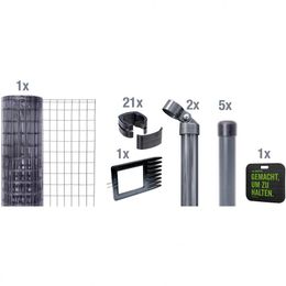 Alberts Schwei&szlig;gitterzaun Set Fix-Clip Pro anthrazit-metallic, 102 cm, 10 m,Einbetonieren