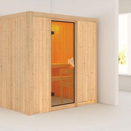 Karibu Sauna Fanja, ohne Ofen, bronziert,Ganzglast&uuml;r,ohne Dachkranz