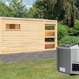 Karibu Saunhaus Hygge Naturbelassen, 9 kW ext. Steuerung Easy Bio