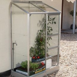 Vitavia Anlehngew&auml;chshaus Styx Tomatenhaus Silber, 3 mm, 69x131x182 cm (LxBxH),ESG (Einscheibensicherheitsglas, kristallklar)