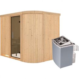 Karibu Sauna Titania 4, 9 kW int. Steuerung, Ganzglast&uuml;r,graphit,ohne Dachkranz