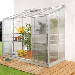 Vitavia Anlehngew&auml;chshaus Styx Tomatenhaus Silber, 4 mm, 132x255x182 cm (LxBxH),HKP (Hohlkammerplatten)
