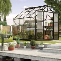 Vitavia Gew&auml;chshaus Uranus Tomatenhaus Schwarz, 3 mm, 258x257x248 cm (LxBxH),ESG (Einscheibensicherheitsglas, kristallklar)