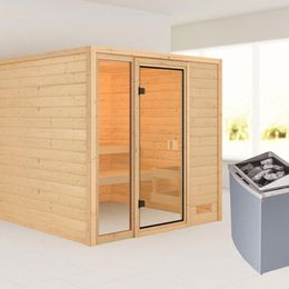 Karibu Woodfeeling Sauna Jutta, 9 kW int. Steuerung, ohne Dachkranz