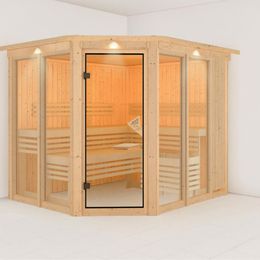 Karibu Sauna Ainur, ohne Ofen, mit Dachkranz