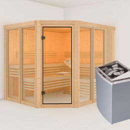 Karibu Sauna Ainur, 9 kW int. Steuerung, ohne Dachkranz